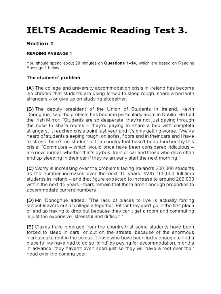 IELTS Academic Reading Test 3 | PDF | Sleep | Rapid Eye Movement Sleep