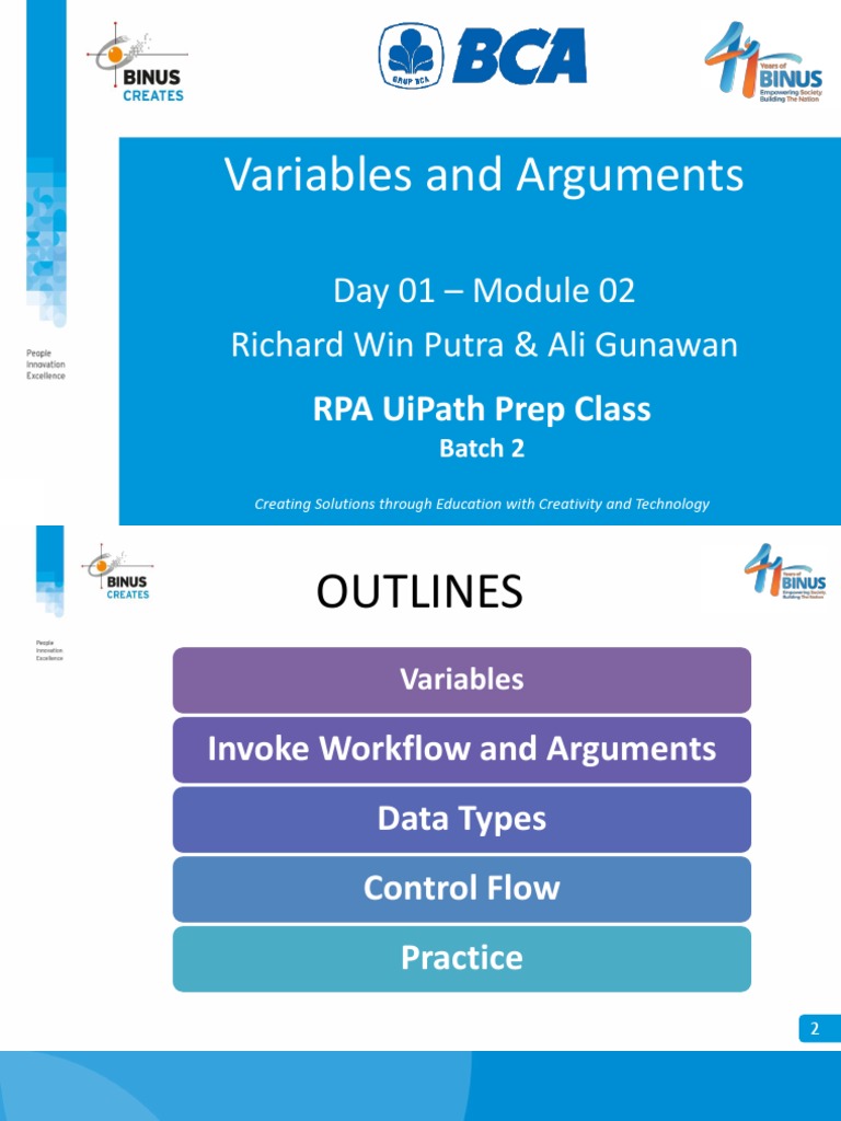 Module 02 - UiPath Studio - Variables and Arguments | PDF | Variable (Computer Science ...