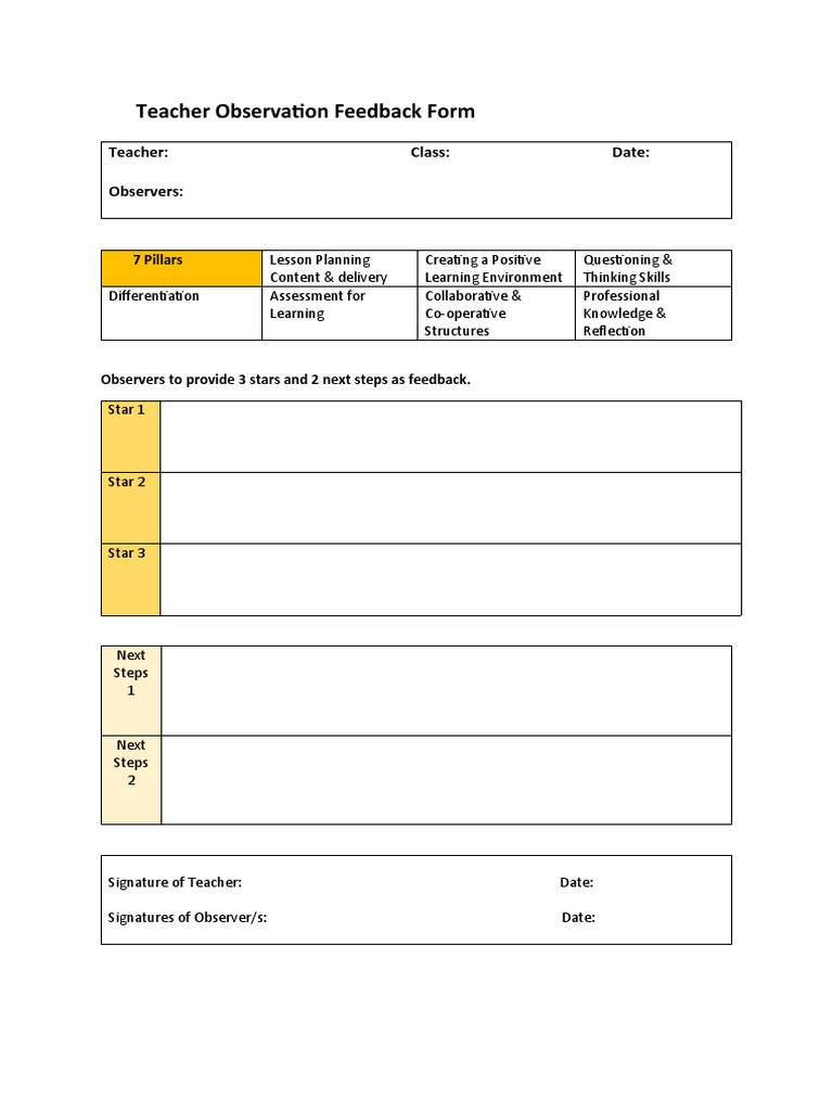 LO Feedback Form | PDF