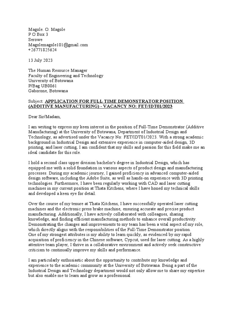 Application Letter UB | Download Free PDF | Computer Aided Design | 3 D ...