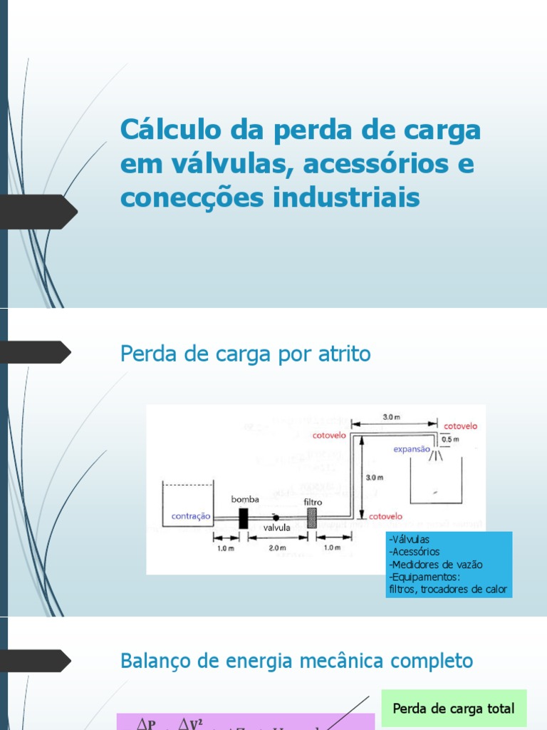 Aula 5 Perda de Carga em Válvulas | PDF | Mecânica | Ciências Físicas