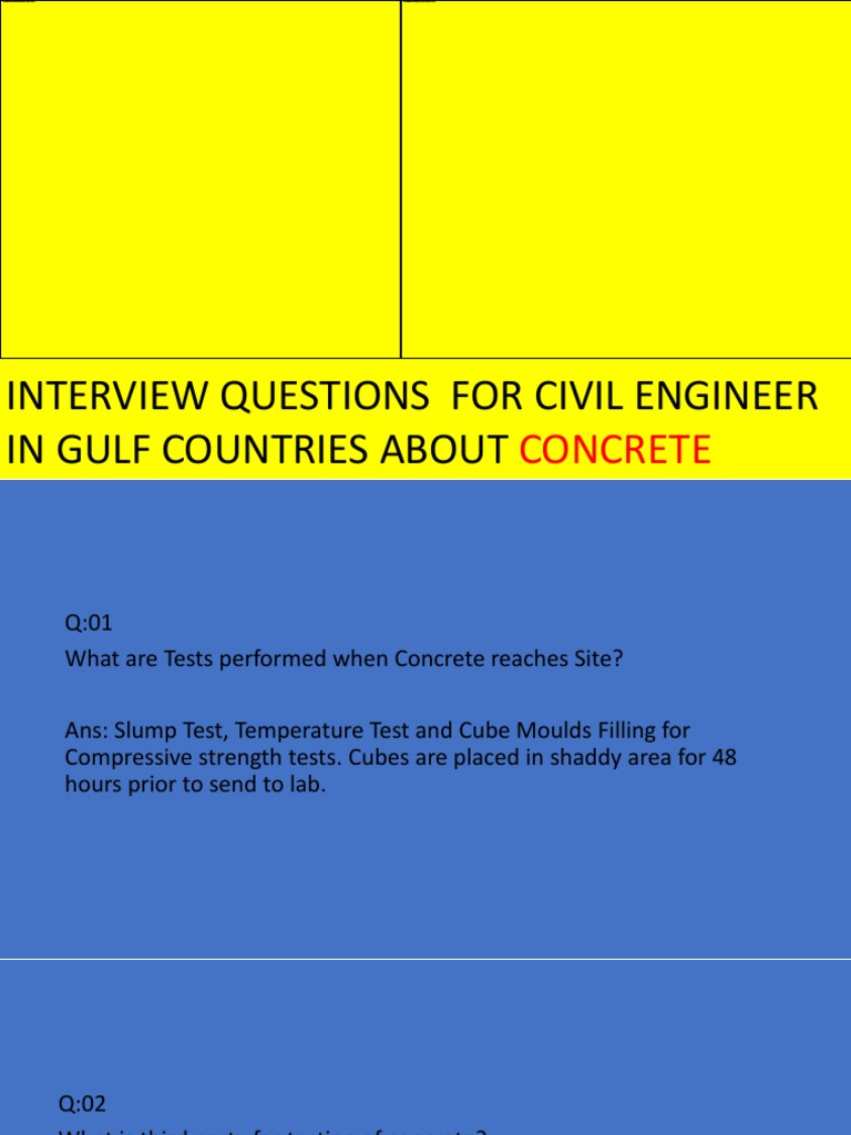 Gulf Civil Engineer Interview Questions | PDF | Concrete | Materials