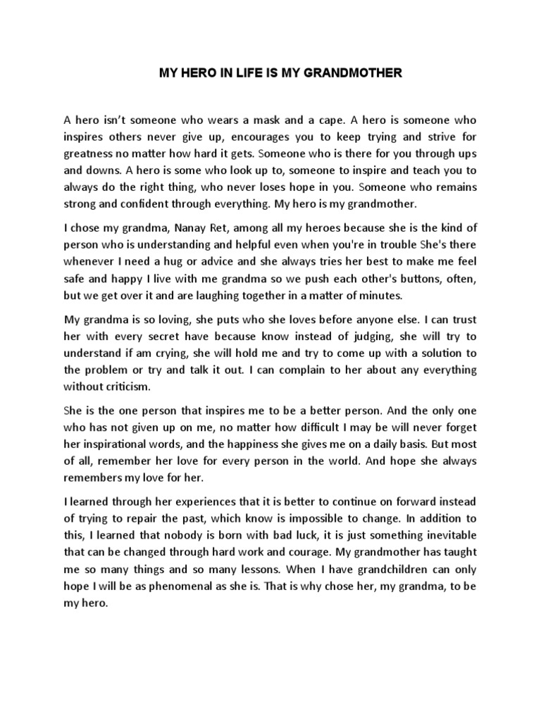 My Hero in Life Is My Grandmother | PDF