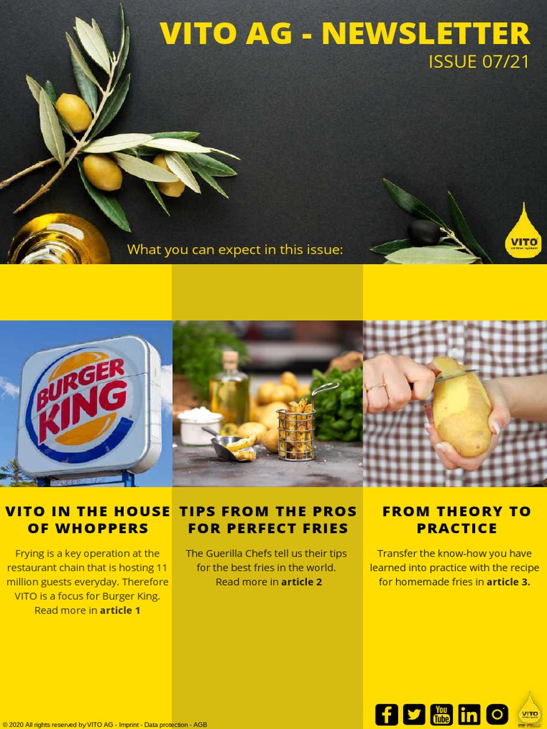 VITO Newsletter 0721 EN Small | PDF | French Fries | Food And Drink