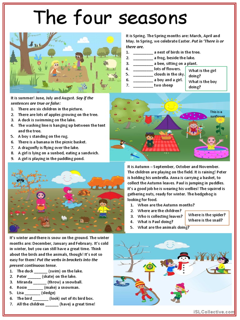 Four Seasons Activities and Exercises | PDF | Language Arts ...