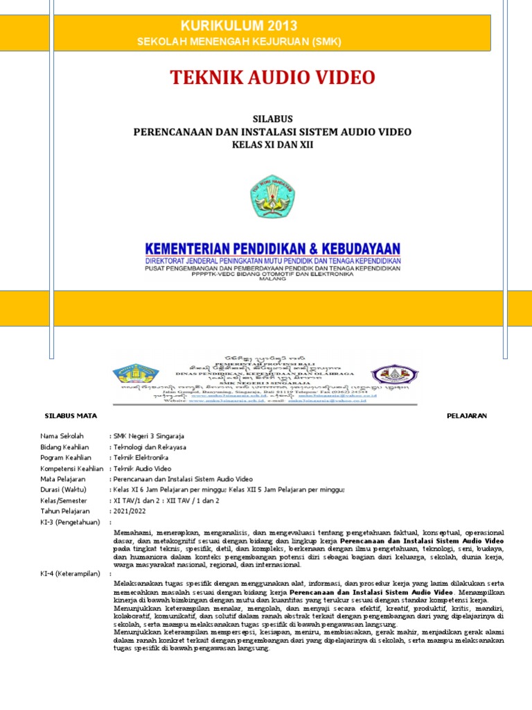 1 Silabus PERENCANAAN SISTEM AUDIO 2021 Ok | PDF