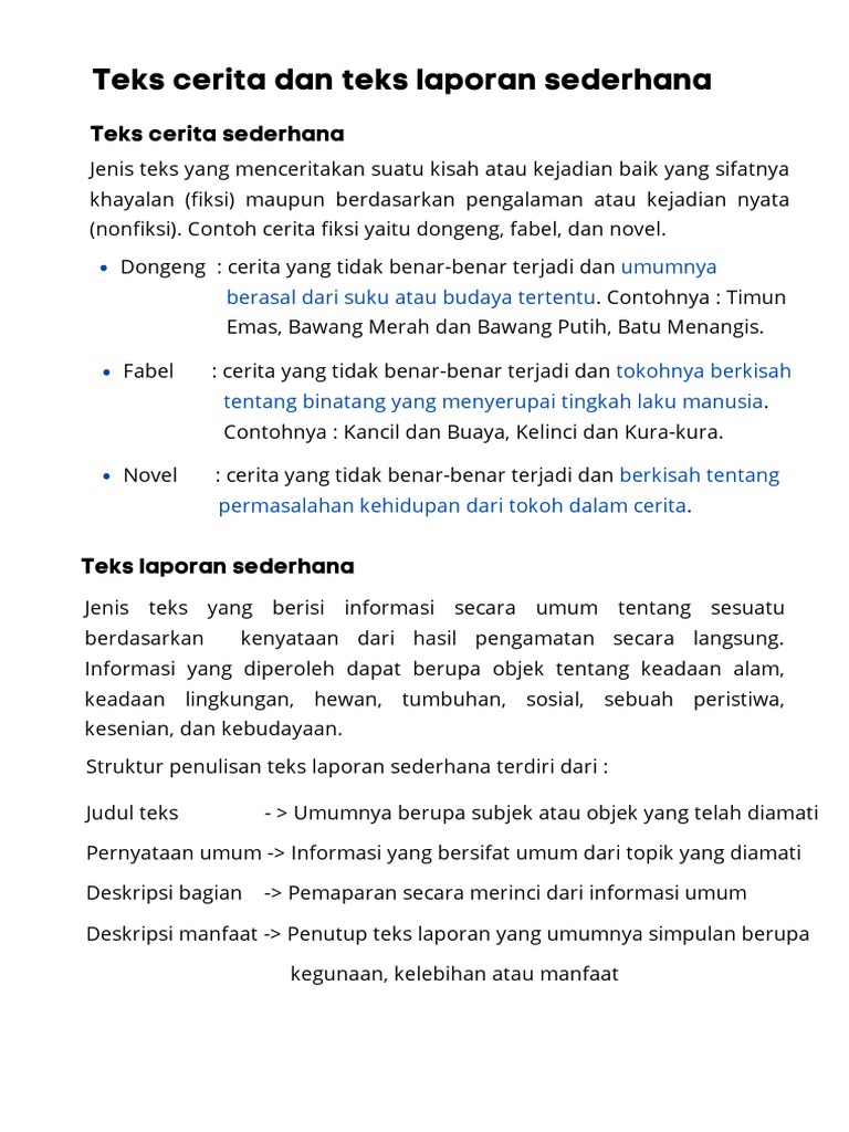 Bahasa Indonesia Teks Cerita Dan Laporan | PDF