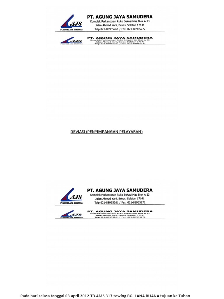 Surat Deviasi Kapal TB.AMS 317 | PDF