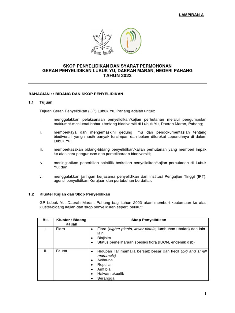 Lampiran A - Skop Penyelidikan Dan Syarat Permohonan Geran Penyelidikan ...