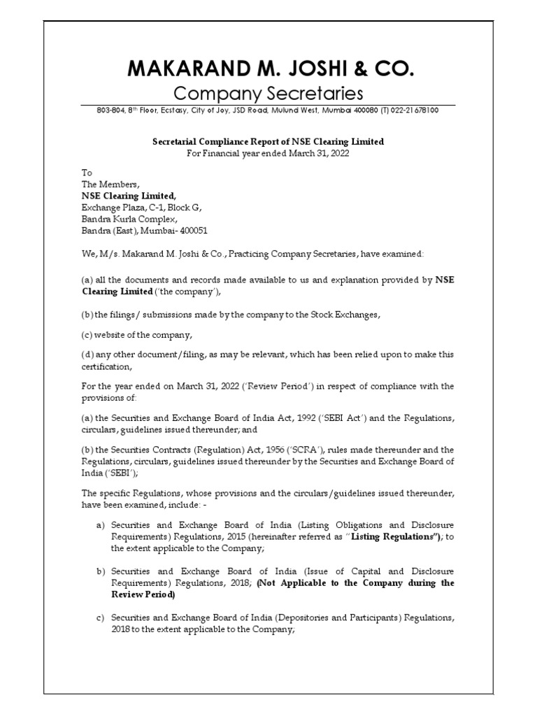 2 Annual Secretarial Compliance Report - NSE Clearing Limited - Signed ...