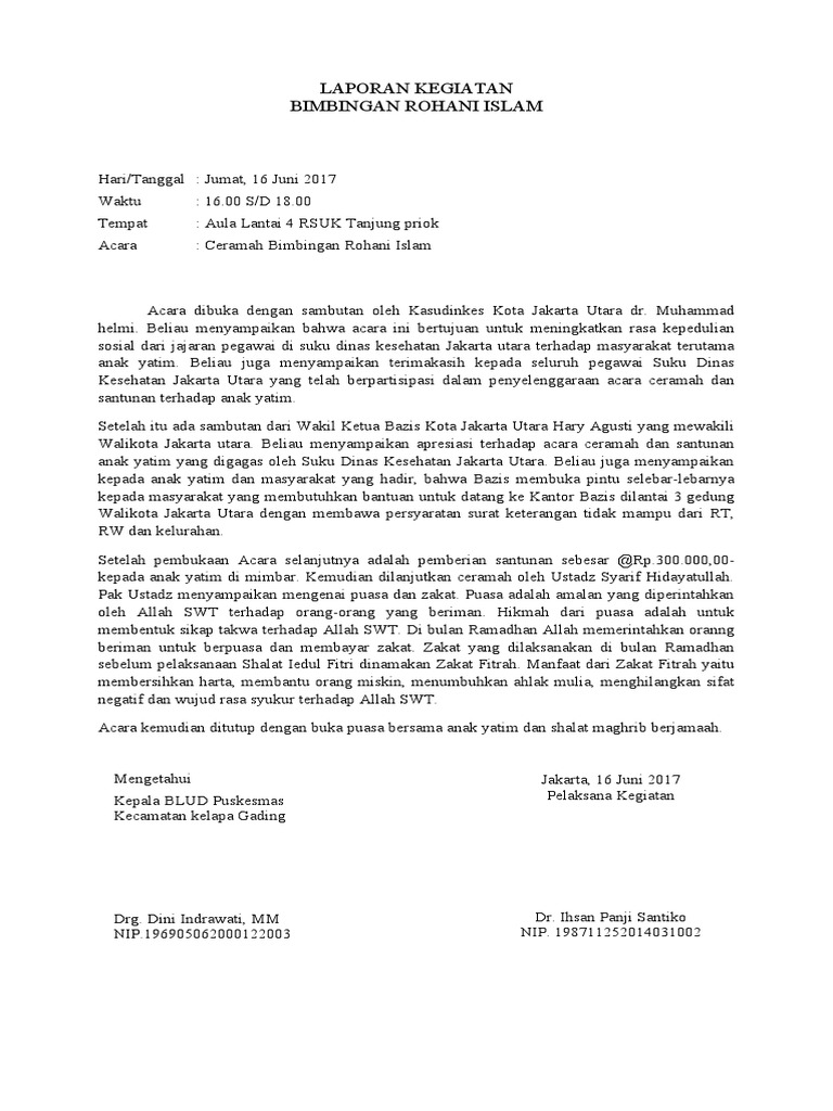 Bimbingan Rohani Islam dan Santunan Anak Yatim | PDF