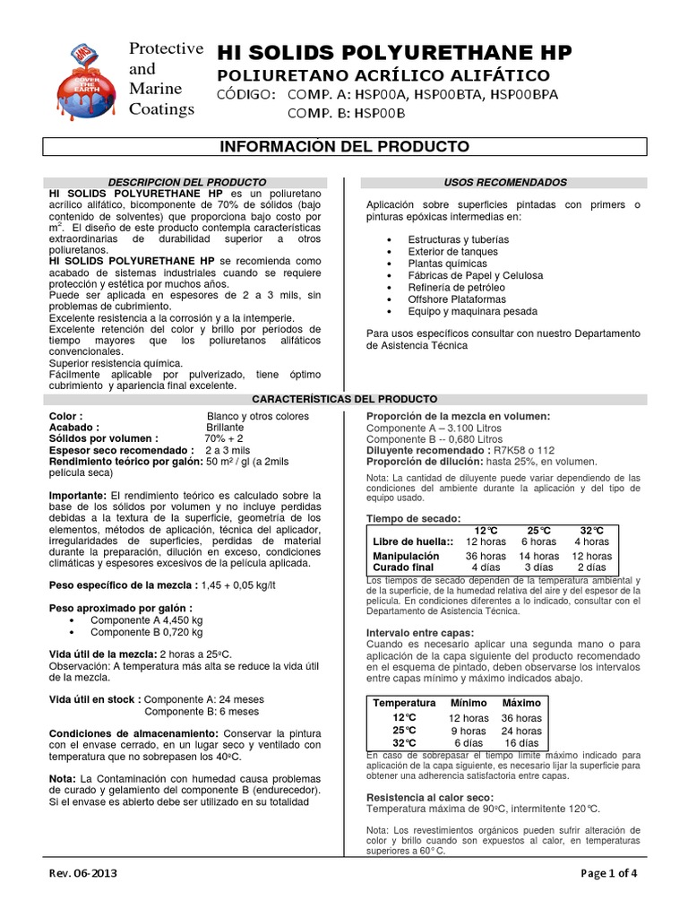 Poliuretano Hi Solids Sherwin Williams | PDF | Pintar | Humedad