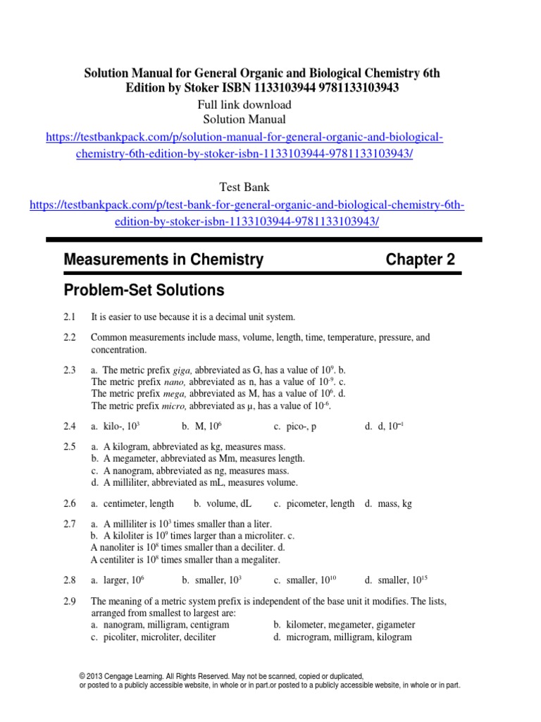 General Organic and Biological Chemistry 6th Edition by Stoker ISBN ...