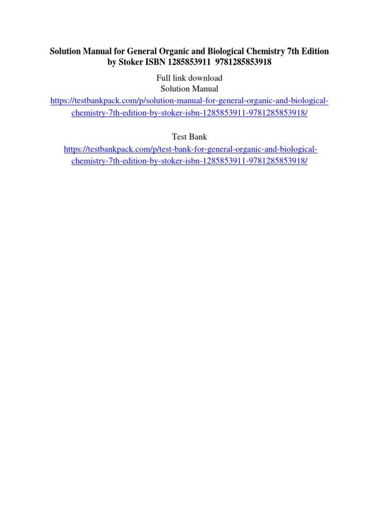 General Organic and Biological Chemistry 7th Edition by Stoker ISBN ...