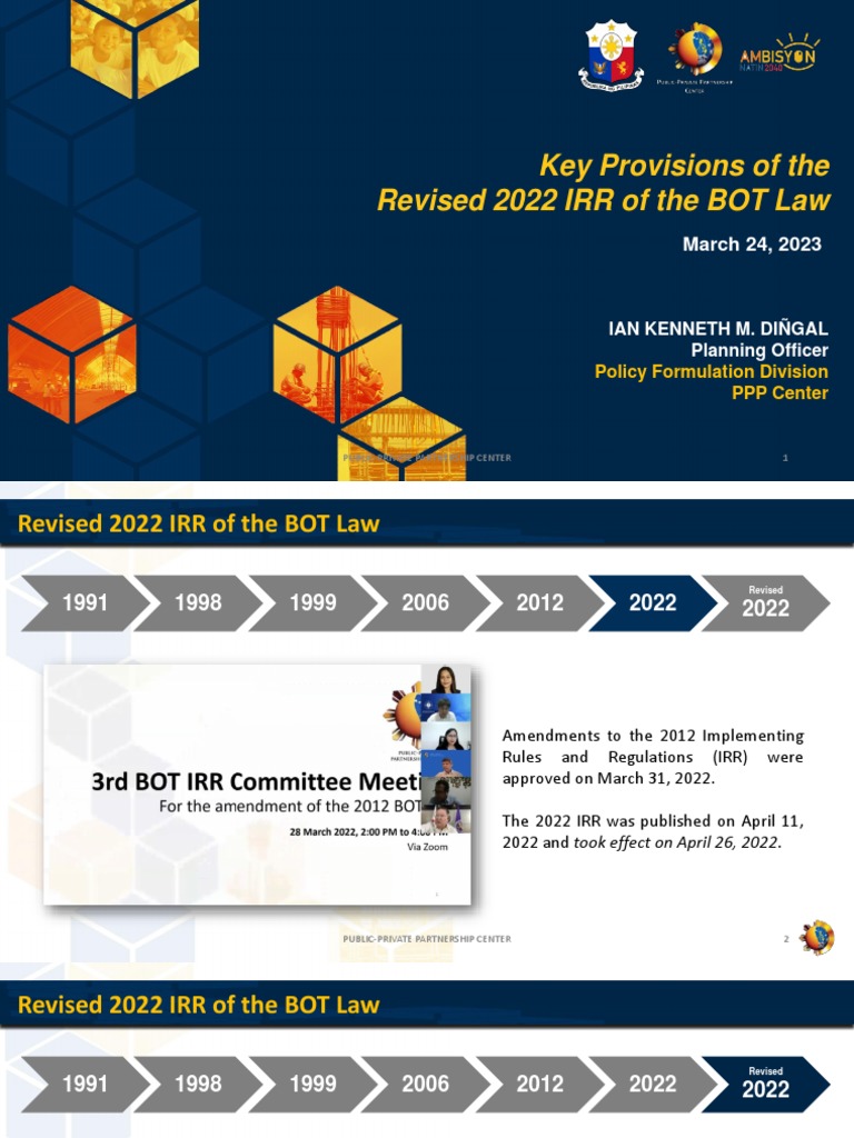 CBD 20230124 PPT BOT Law and Its Revised 2022 IRR PFPEMS v3 Final | PDF ...