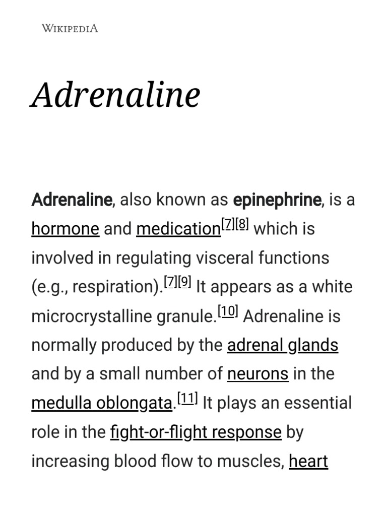 Adrenaline - Wikipedia | PDF | Biochemistry | Chemistry