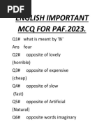 Pakistan Air Force Test Sample Paper | PDF | Question | Intelligence