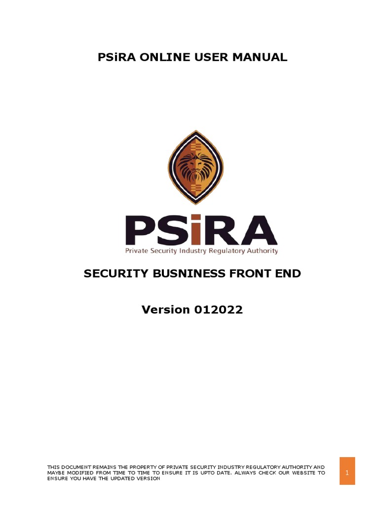 PSiRA Security Business Front End Manual | PDF | Invoice | Credit Card