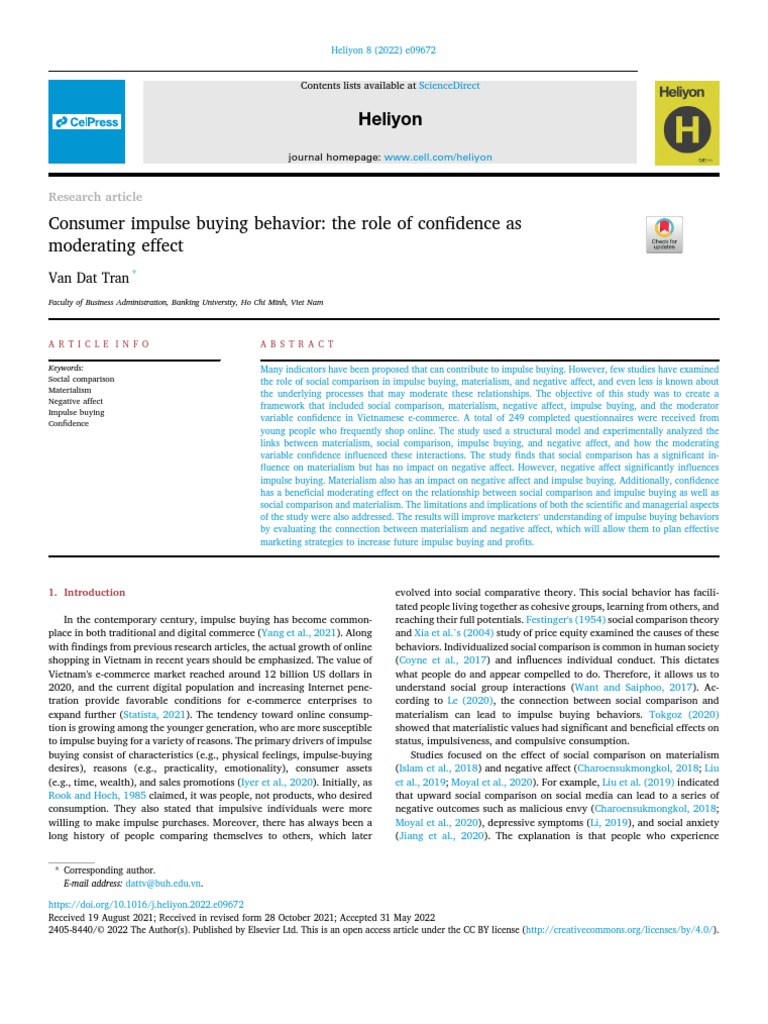 Consumer Impulse Buying Behavior - The Role of Confidence As Moderating ...