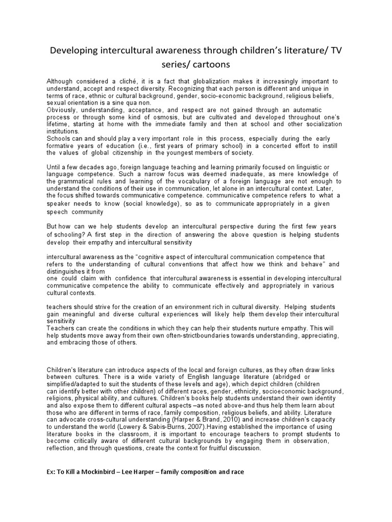 Developing Intercultural Awareness Through Children | PDF | Cross ... Developing Intercultural Awareness Through Children | PDF | Cross ...