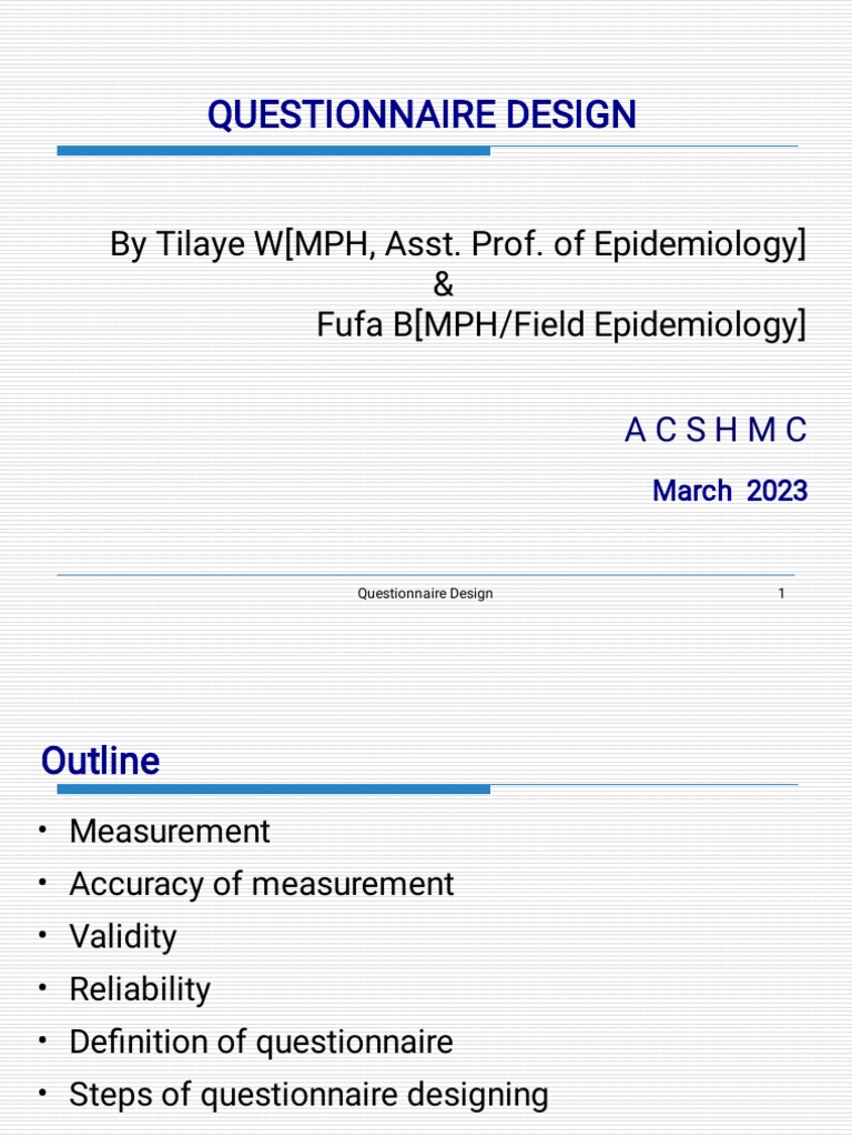 Questionnaire Design | PDF | Validity (Statistics) | Accuracy And Precision