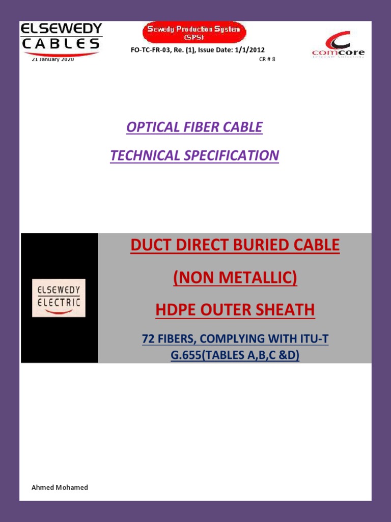 72F-Non Metallic Duct HDPE Cable-Technical Offer-18 | PDF | Optical ...