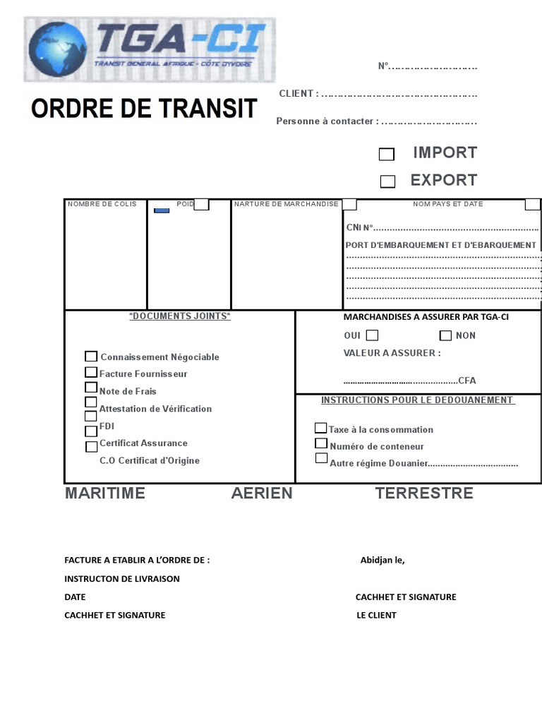 Documents de Transit et Dédouanement | PDF | Finance et gestion monétaire