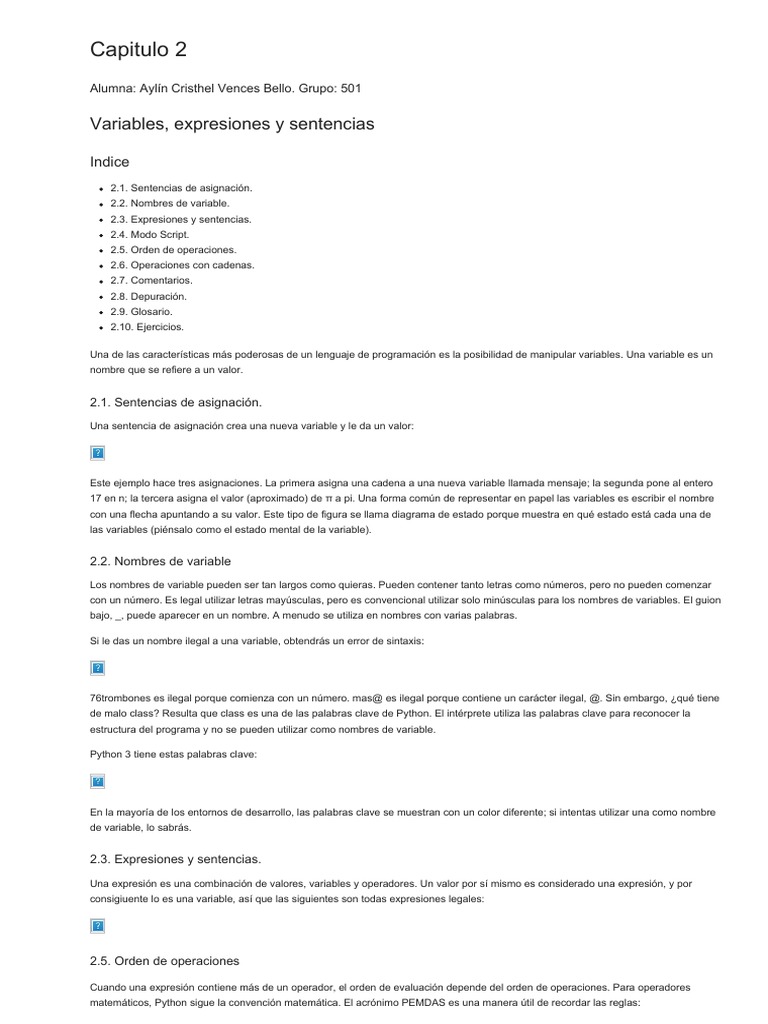 Capitulo 2 Python Resumen | PDF | Python (lenguaje de programación ...