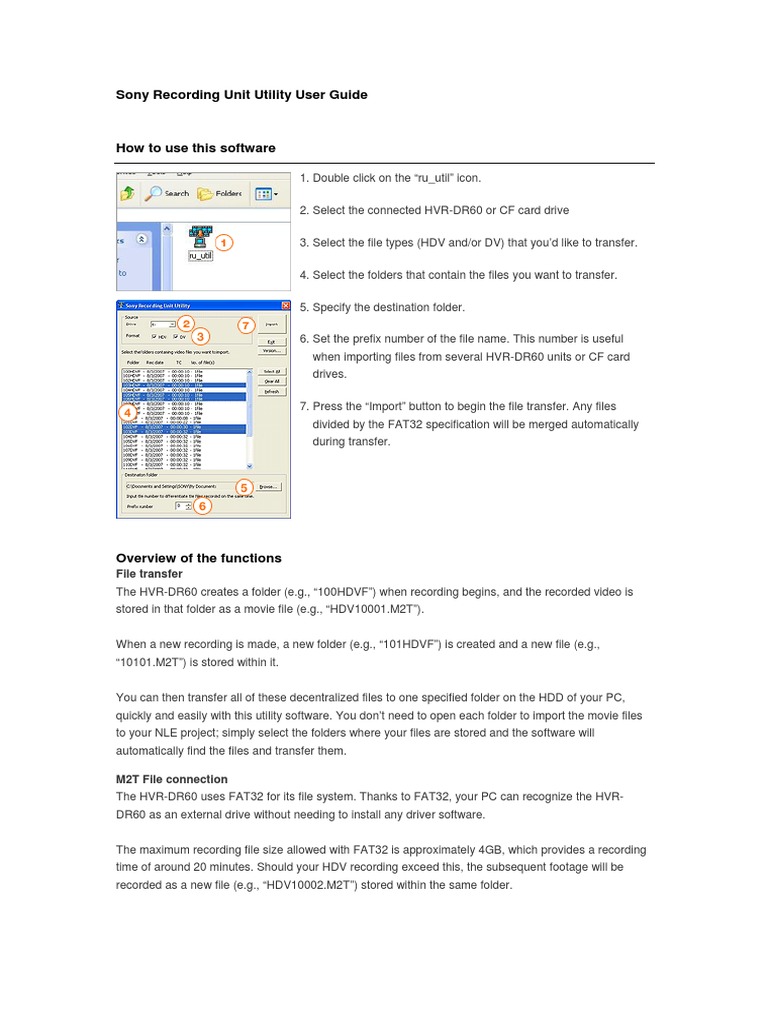 Sony Recording Unit Utility User Guide | PDF | Computer File | Software