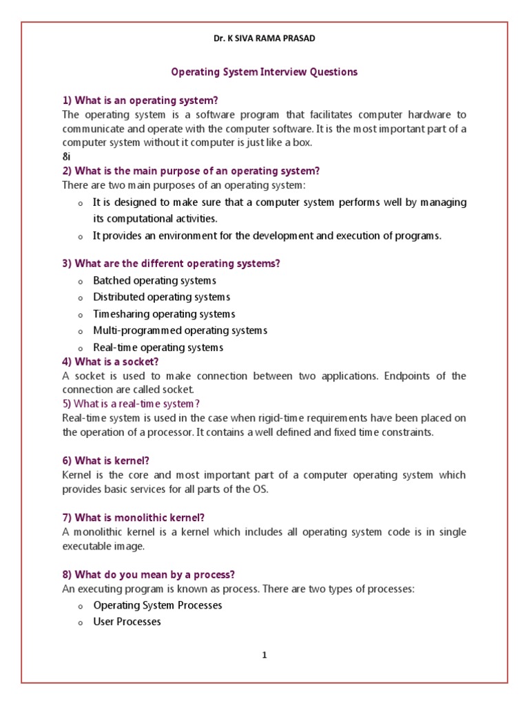 Operating System Interview Questions | PDF | Thread (Computing) | Process (Computing)