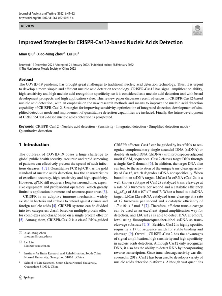 CRISPR-Cas12 Nucleic Acid Detection Advances | PDF | Polymerase Chain ...