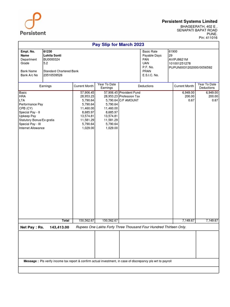 Payslip 2023030 | PDF | Government Finances | Government