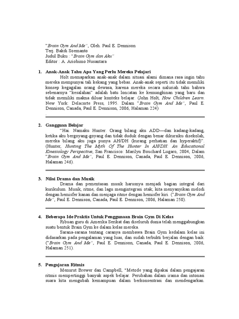 Brain Gym and Me Noval Dan Aldo. | PDF