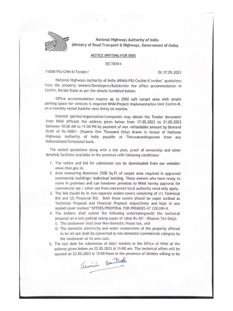 National Highways Authority of India | PDF