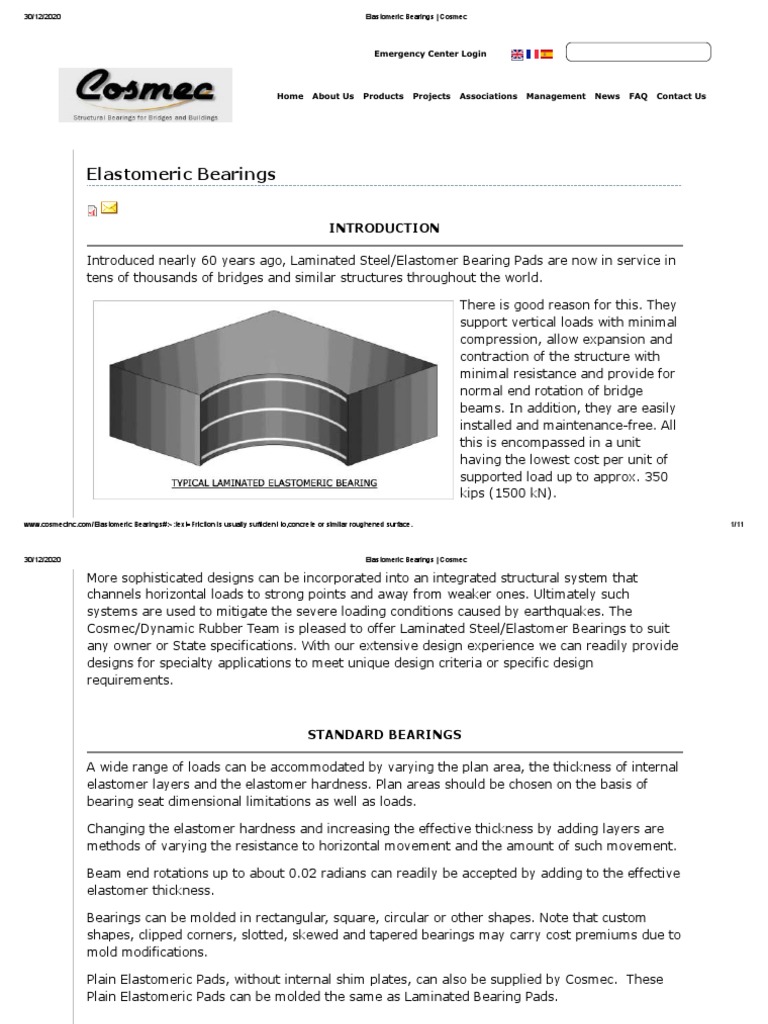Elastomeric Bearings - Cosmec | PDF | Bearing (Mechanical) | Young's ...