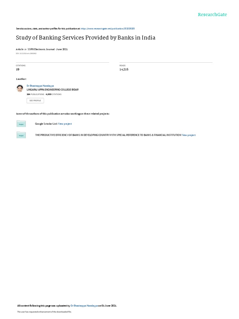 Study of Banking Services Provided by Banks in India: SSRN Electronic ...