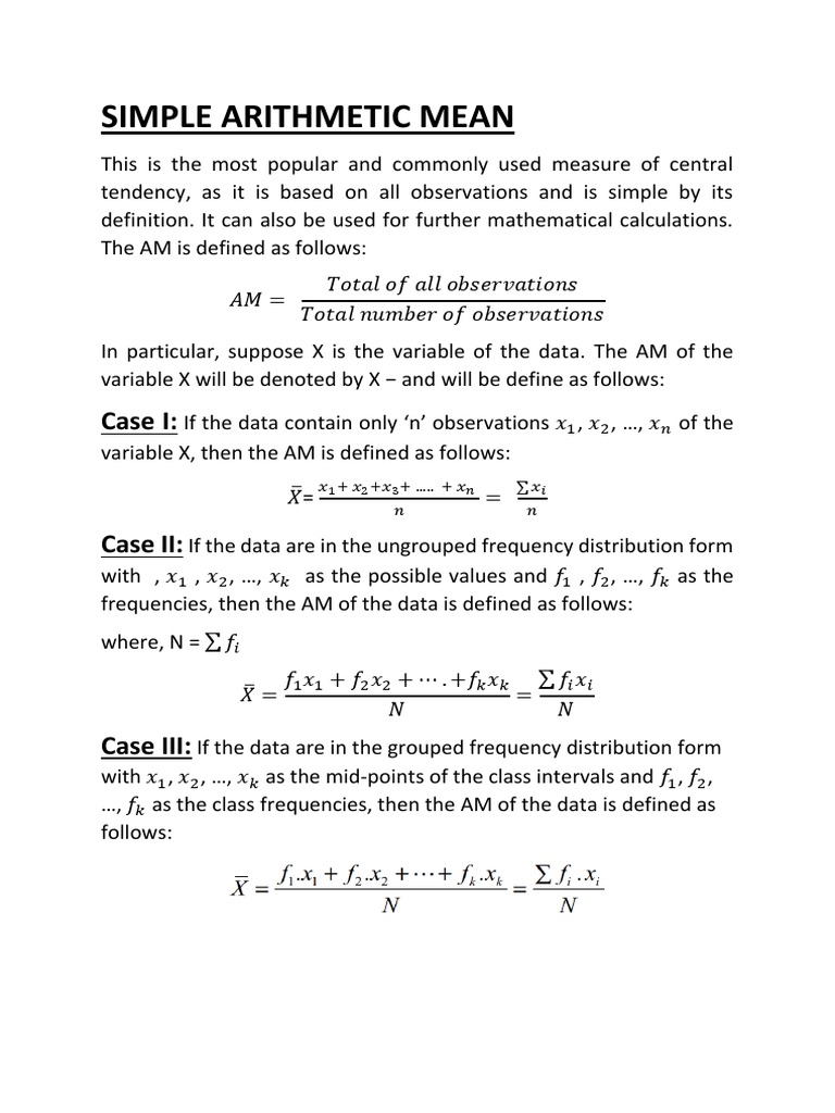 Arithmetic and Weighted Mean | PDF | Arithmetic Mean | Weighted Arithmetic Mean