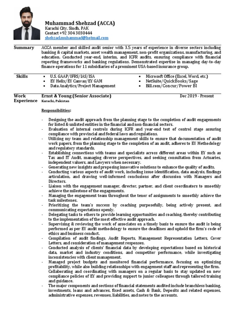 Muhammad Shehzad Resume | PDF | Audit | Banks