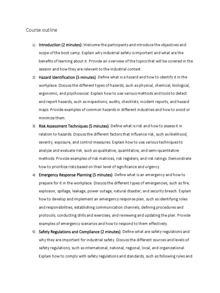 Industrial Safety Boot Camp Overview | PDF | Occupational Safety And ...
