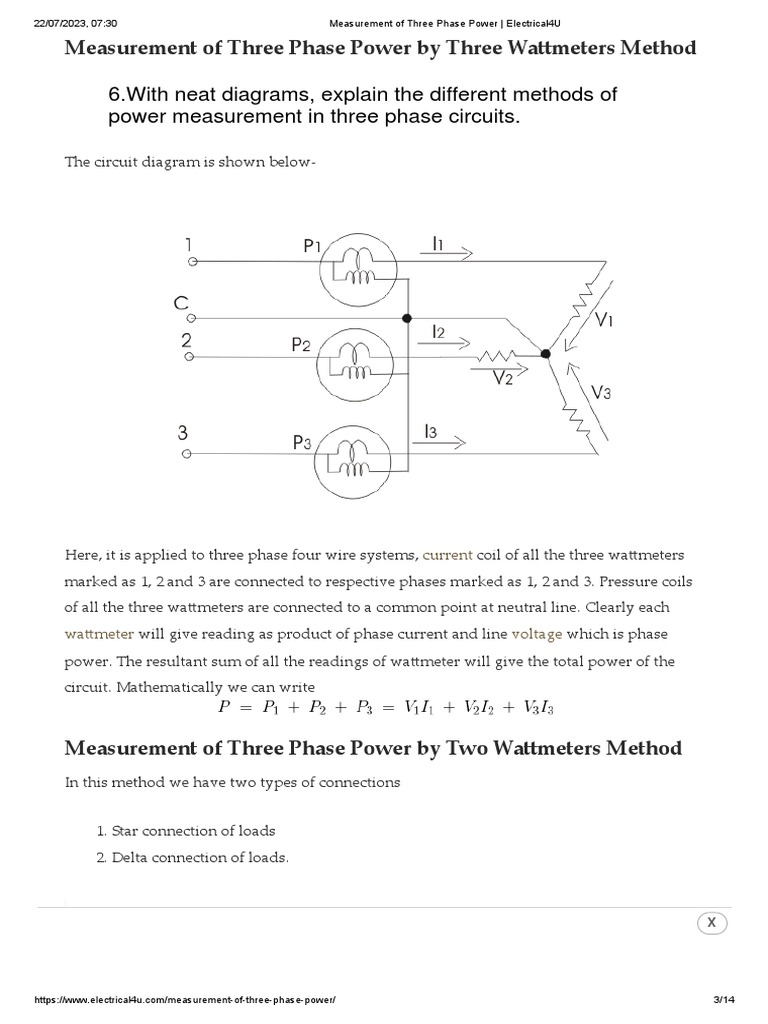 Measurement of Three Phase Power - Electrical4U | PDF | Electronic Engineering | Electronics