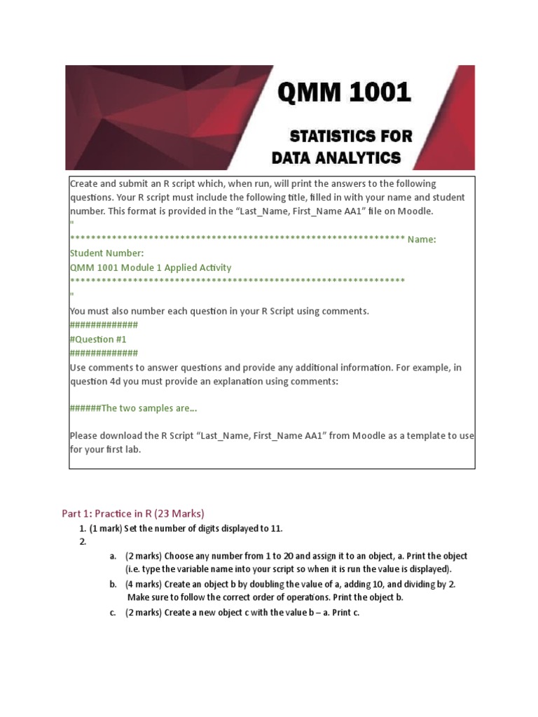 QMM1001 Applied Activity 1 | PDF | Computer Programming | Computing