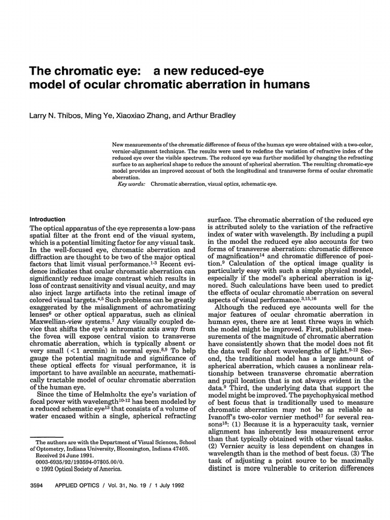 Thibos 1992 | PDF | Eye | Optics