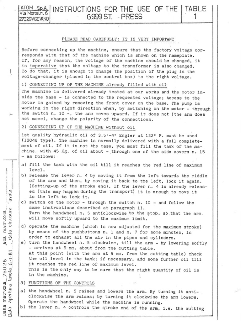 Atom Model G999 Clicker Press Manual - 0 | PDF