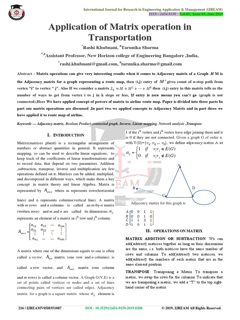 IJREAMV05I0351087 | PDF | Matrix (Mathematics) | Mathematical Objects