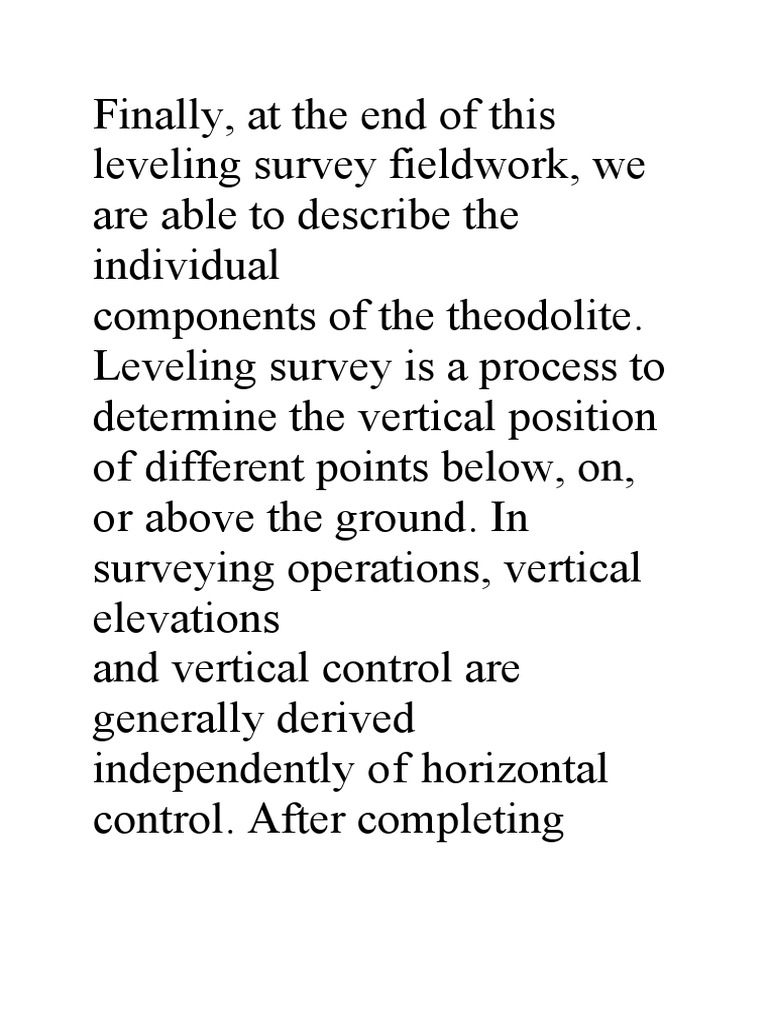 Precise Levelling Report | PDF | Surveying | Field Research