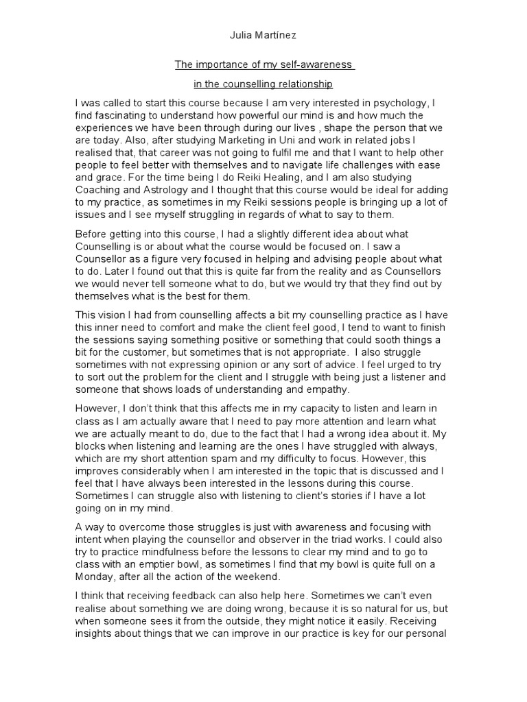 The Importance Self-Awareness Essay | PDF | Empathy | Autonomy