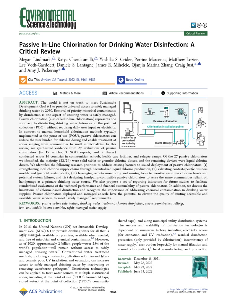 Passive In-Line Chlorination For Drinking Water Di | PDF | Drinking ...