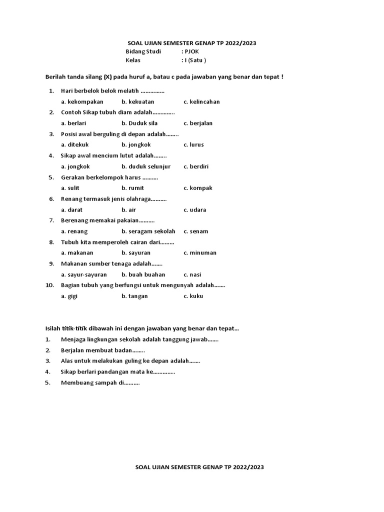 Soal Ujian Semester Genap TP 2022 | PDF