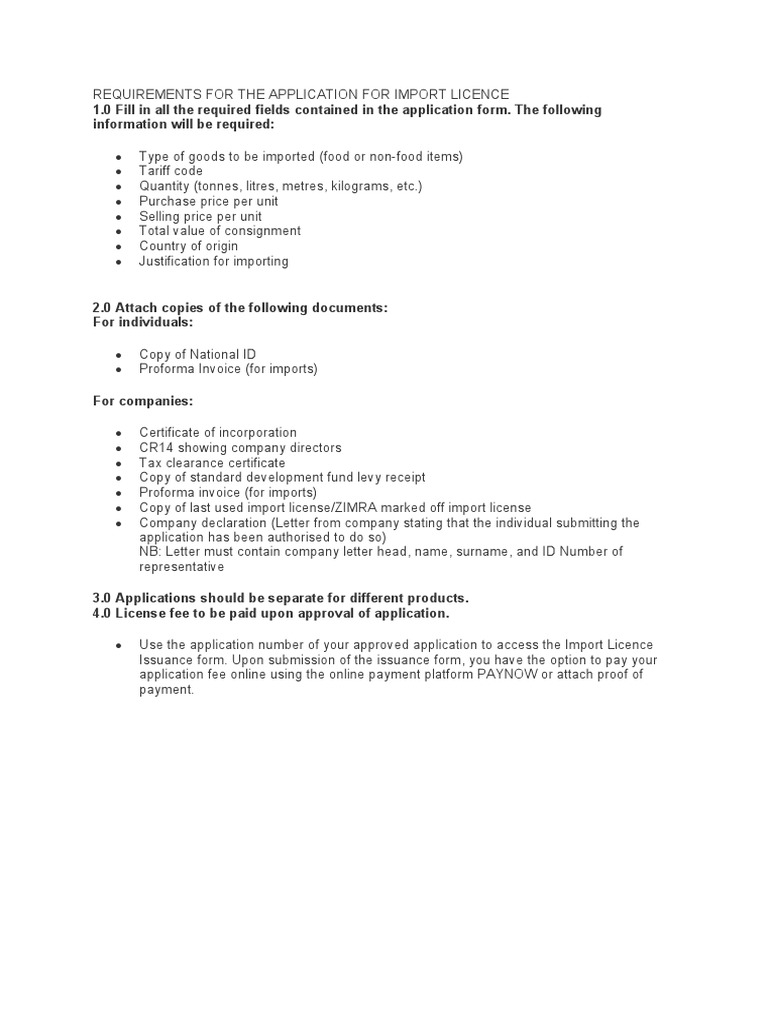 IMPORT LICENCE Requirements | PDF | Law