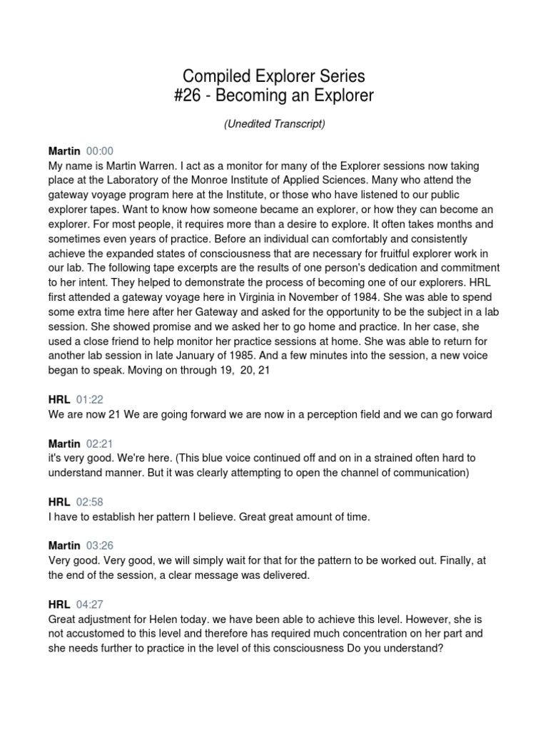 Compiled Explorer Series #26 - Becoming An Explorer (Unedited Transcript) | PDF | Cognition ...